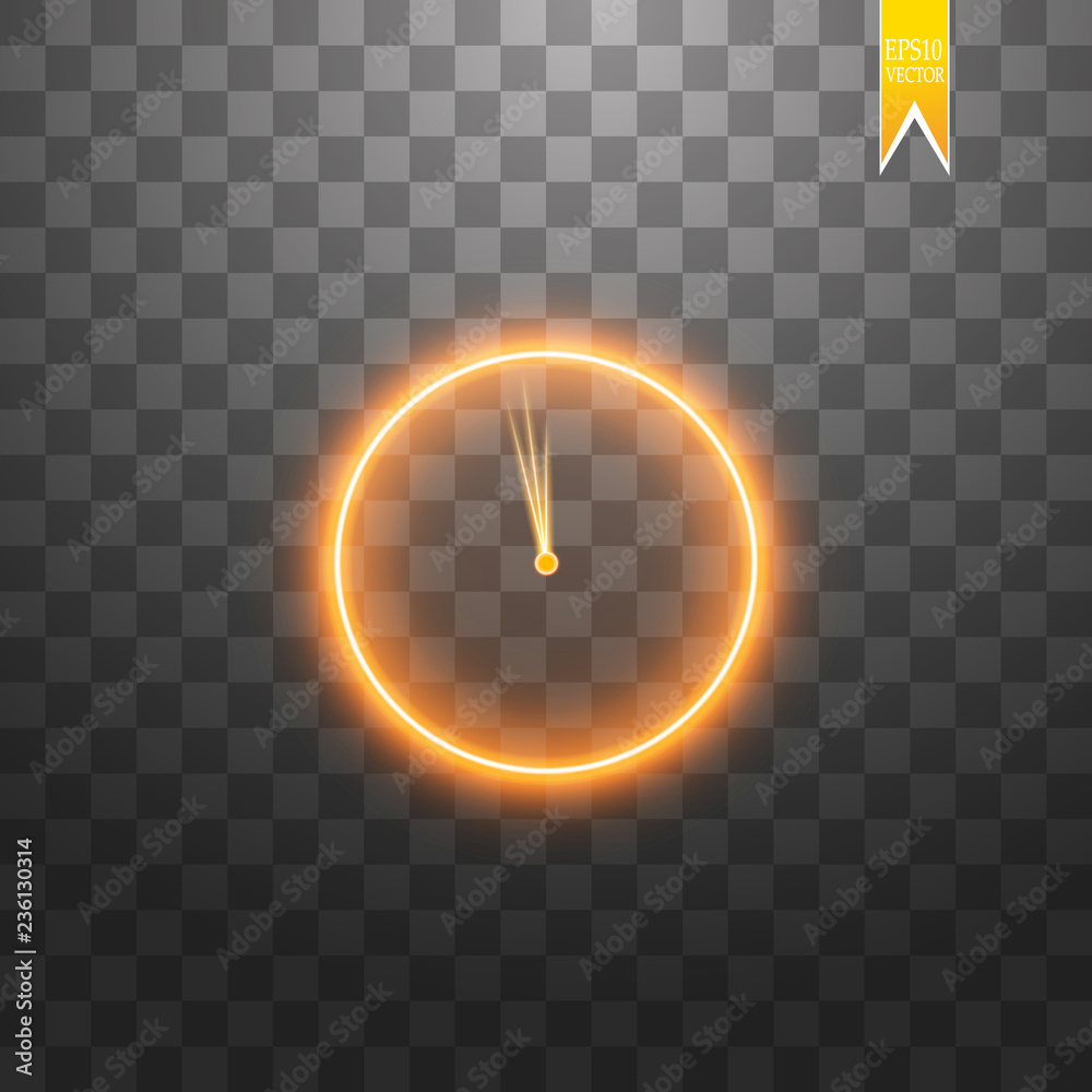 Neon light. Clock line icon. Time sign. Office Watch or Timer symbol ...