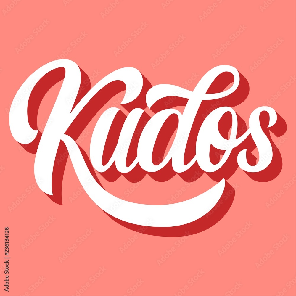 Kudos hand lettering, custom writing letters with 3d shadow on retro ...