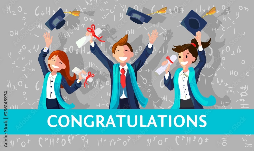 Vector Concept Illustration Cartoon Happy Students Stock Vector | Adobe ...