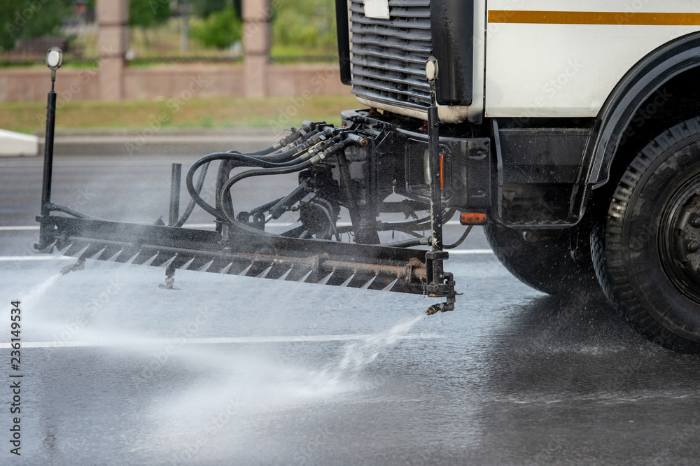 foreground of a cleaning machine for water spray Stock Photo | Adobe Stock