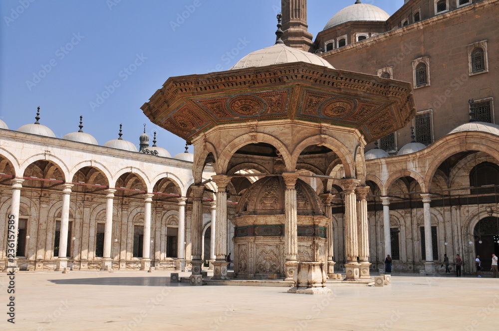 Fountain in the courtyard of the Alabaster Mosque or the Great Mosque ...