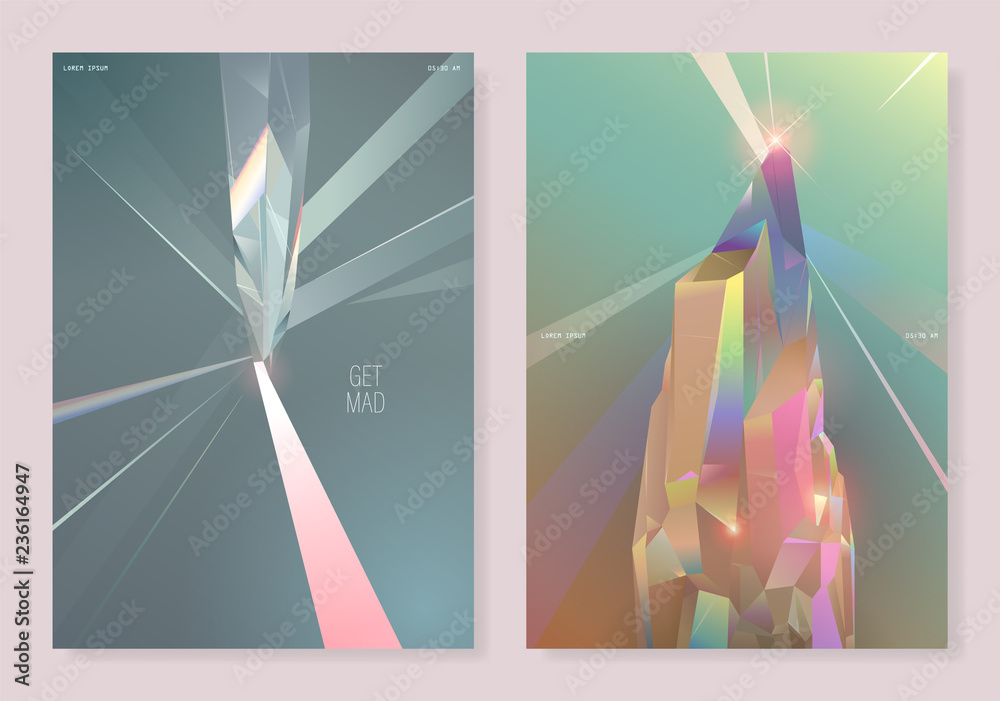 2 type pastel crystal poster design template Stock Vector | Adobe Stock
