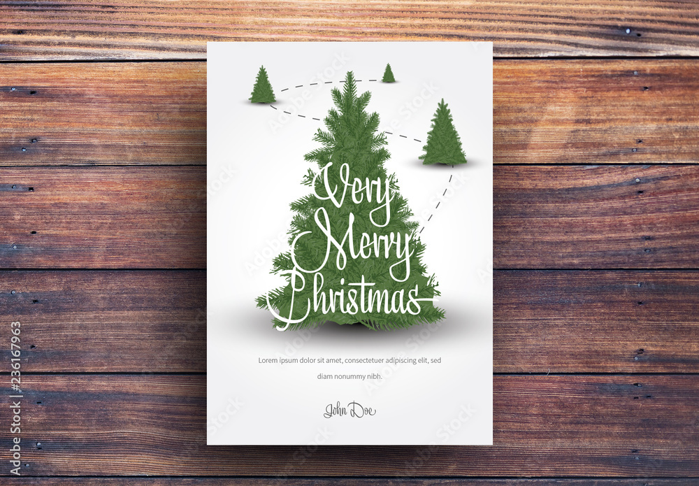 Christmas Card Layout with Christmas Trees Stock Template | Adobe Stock