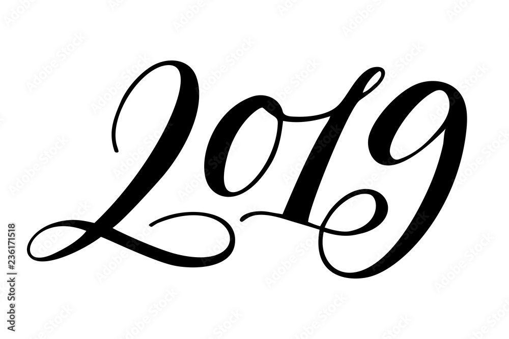 Christmas and New Year celebratory winter text: 2019. Isolated vector ...
