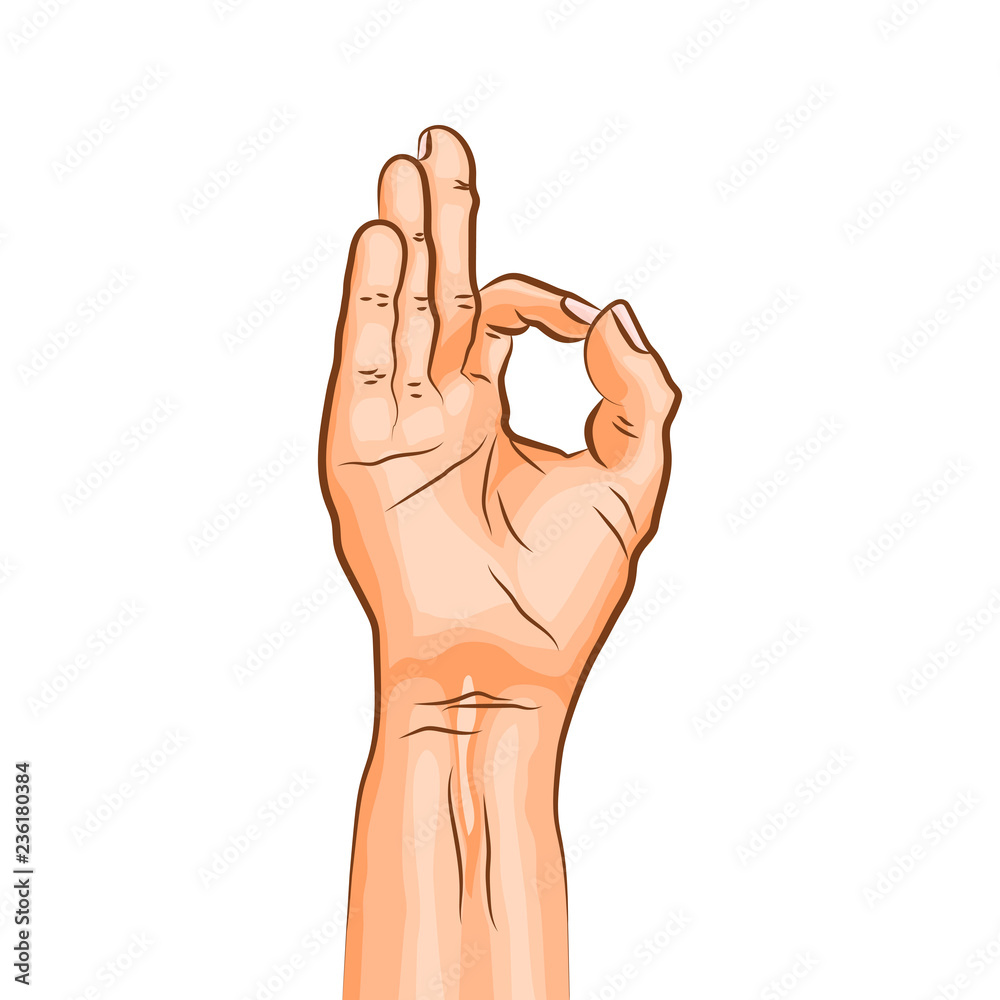 Gyan mudra or chin-mudra - gesture in yoga fingers. Symbol in Buddhism ...