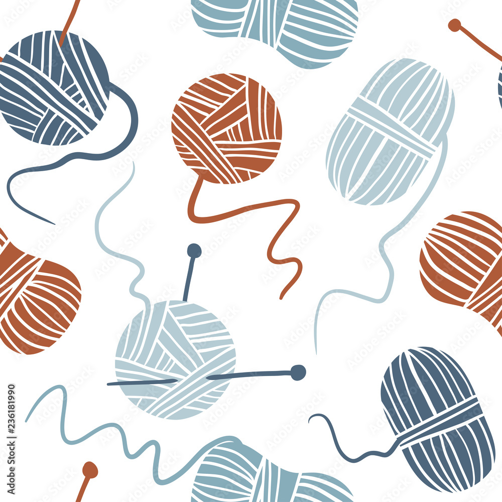 Knitting seamless pattern Stock Vector | Adobe Stock