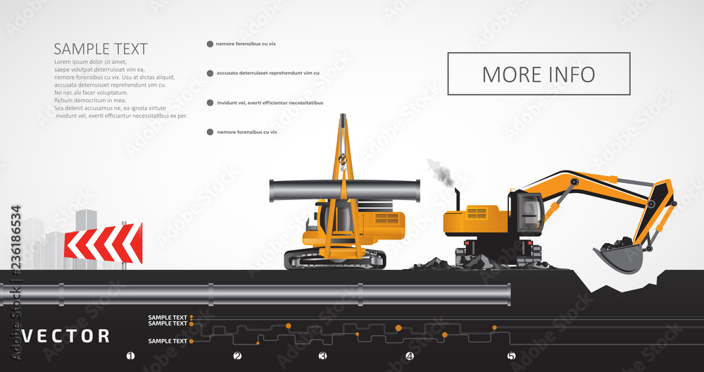 Excavator and pipelayer, construction of underground communications ...