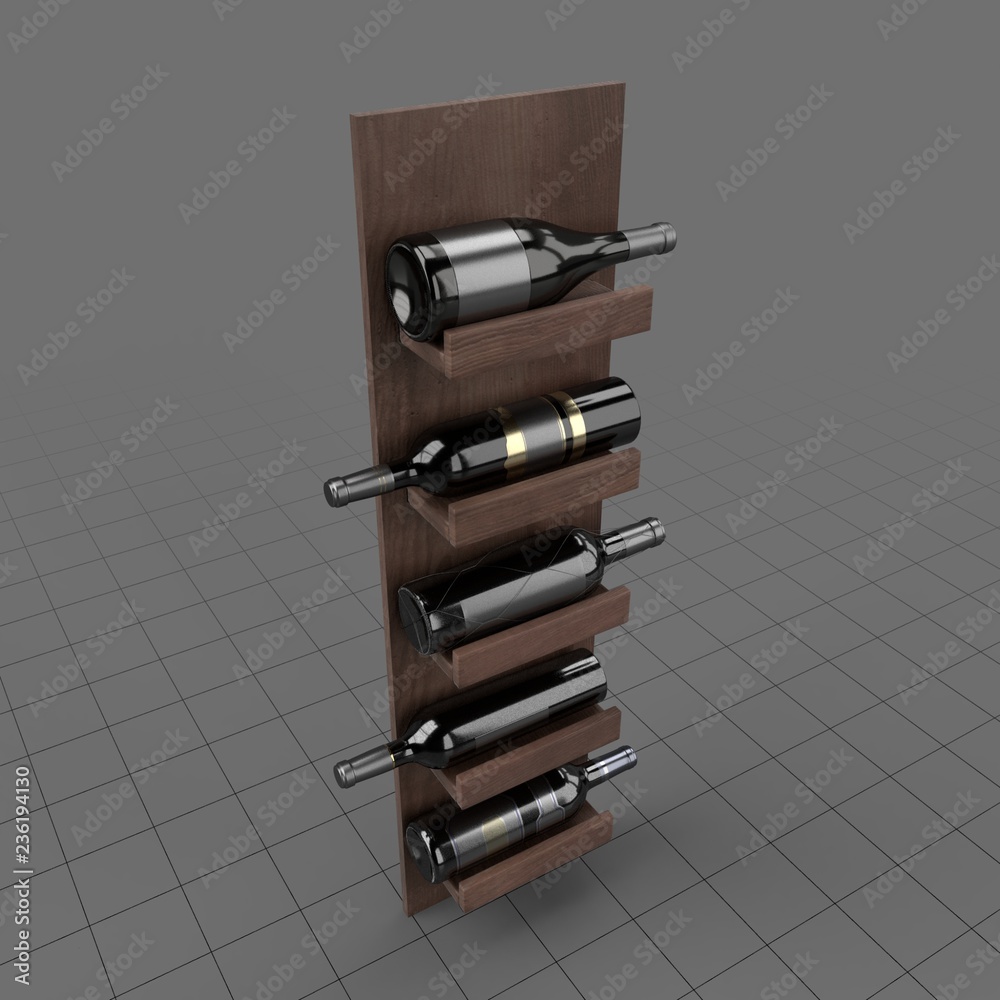 Wall wine rack with bottles Stock 3D asset | Adobe Stock