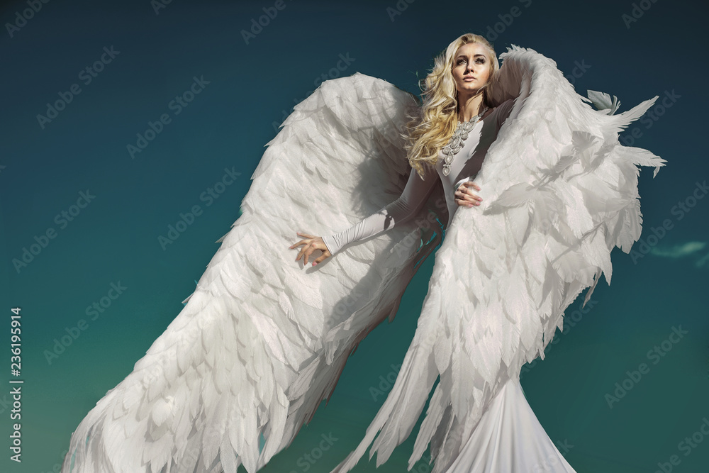 Portrait of an elegant, blond angel Stock Photo | Adobe Stock