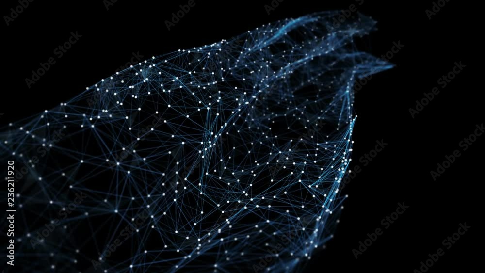 Abstract plexus polygon nodes and connections form network For visuals vj internet presentations ...