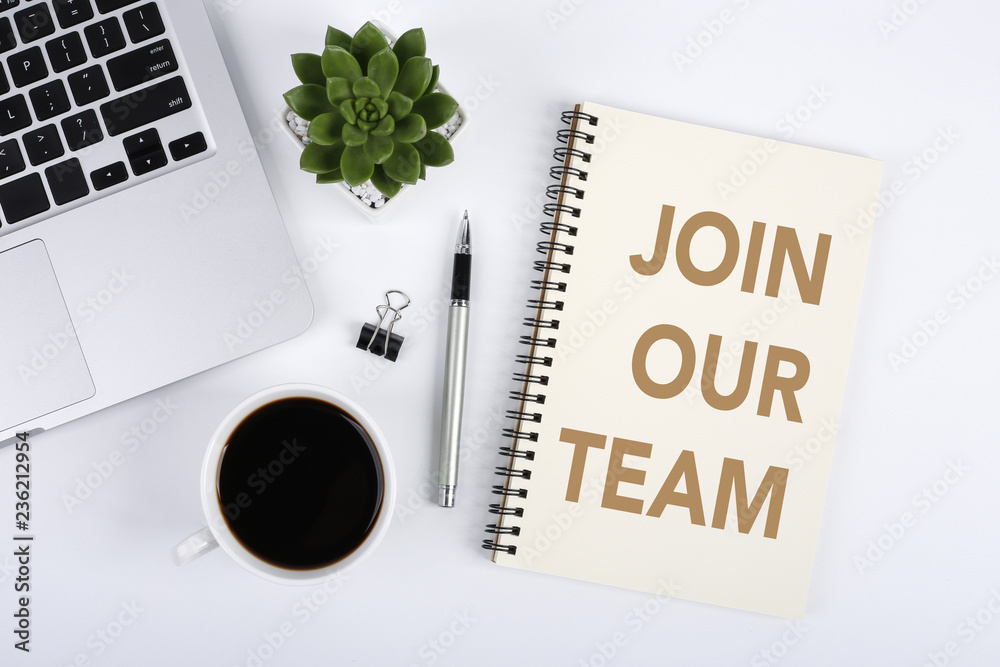 Join Our Team Concept On Top View Office Table Desk Stock Photo | Adobe ...