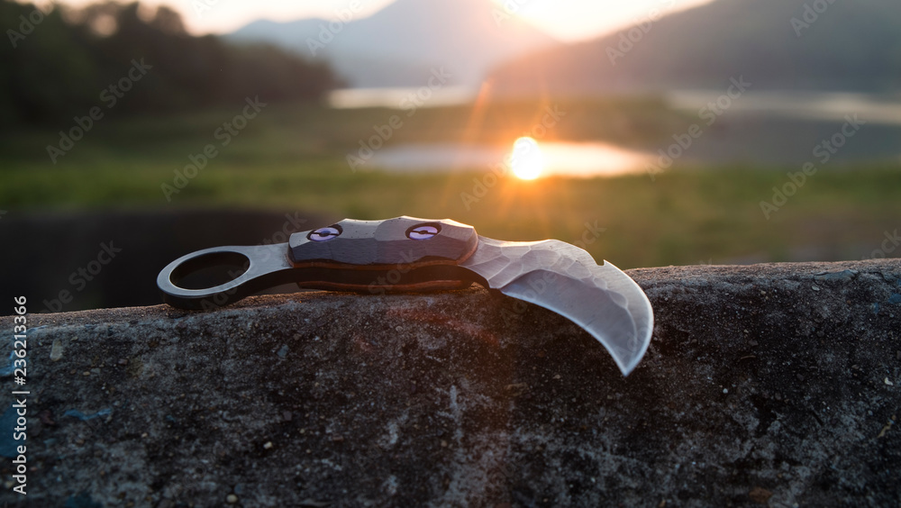 Knife in the hands, karambit knife tactical fighter, self defense ...