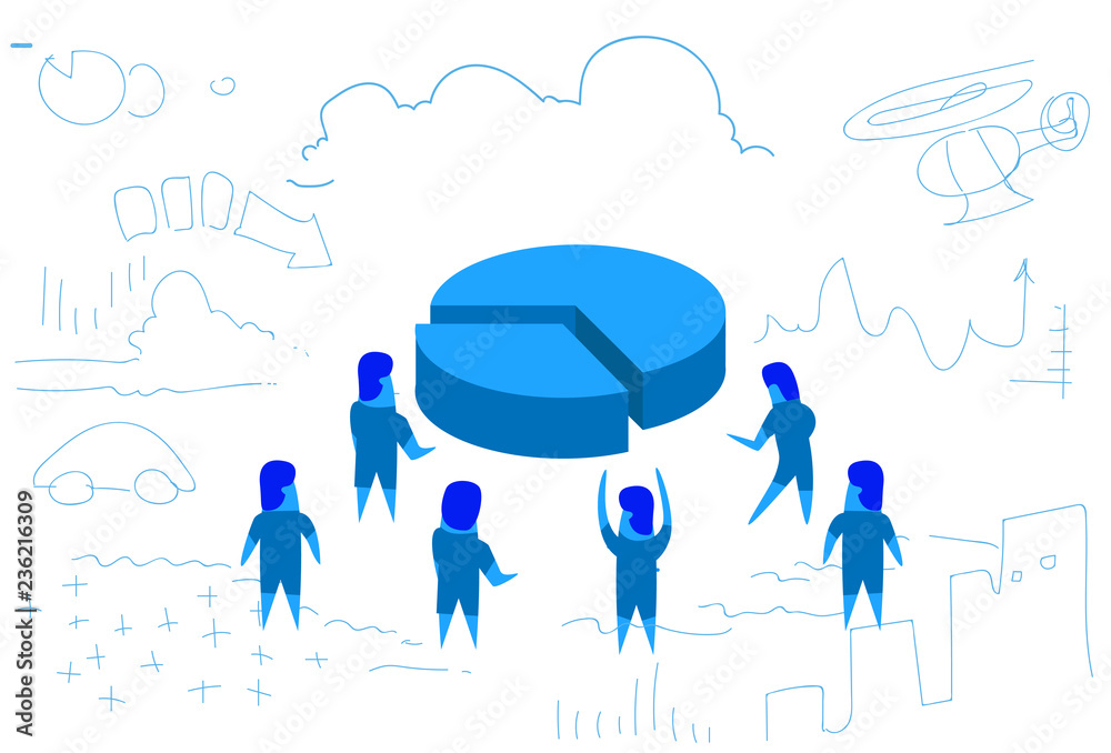 business people circle diagram financial analysis concept teamwork ...
