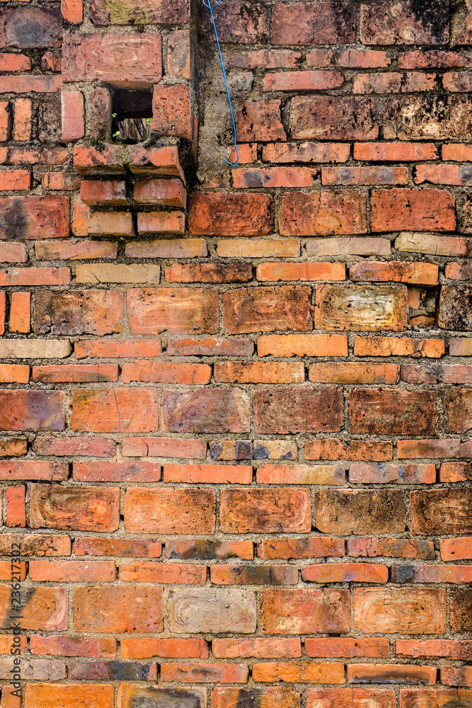 Traditional China house residential door and window brick wall texture ...
