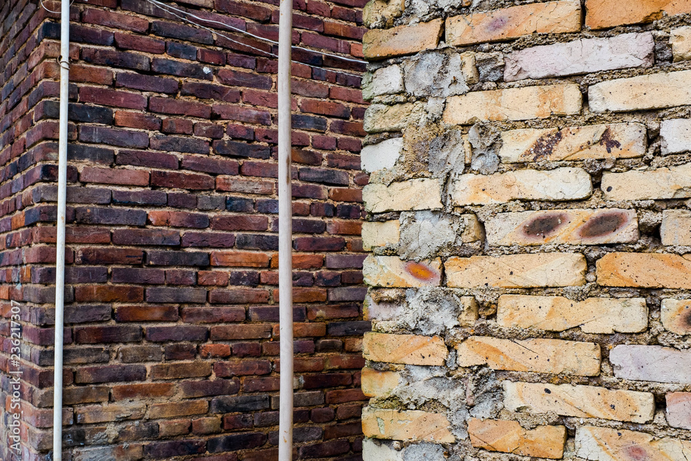 Traditional China house residential door and window brick wall texture ...