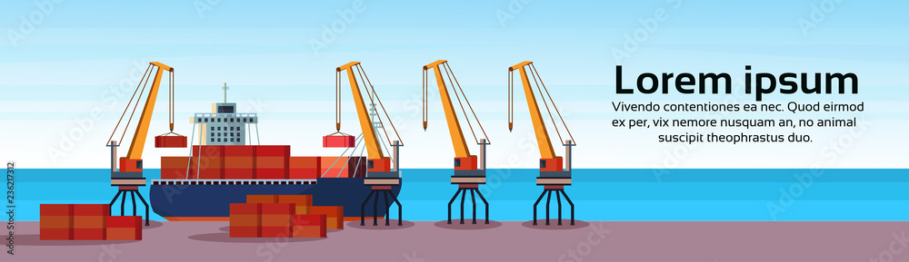 Industrial sea port freight ship cargo crane logistics container ...
