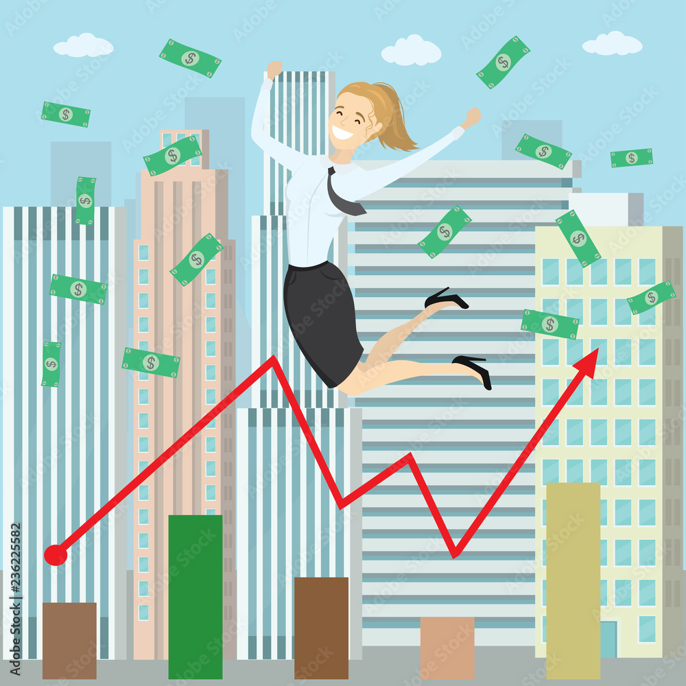 Business Woman Jumping For Joy