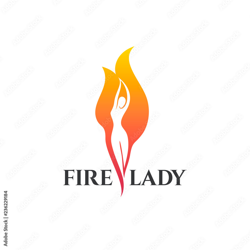 Vector logo design template. Fire Lady sign. Stock Vector | Adobe Stock