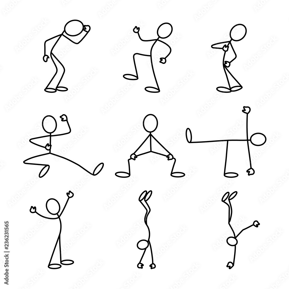 Vecteur Stock Stick figure sketch vector people collection | Adobe Stock