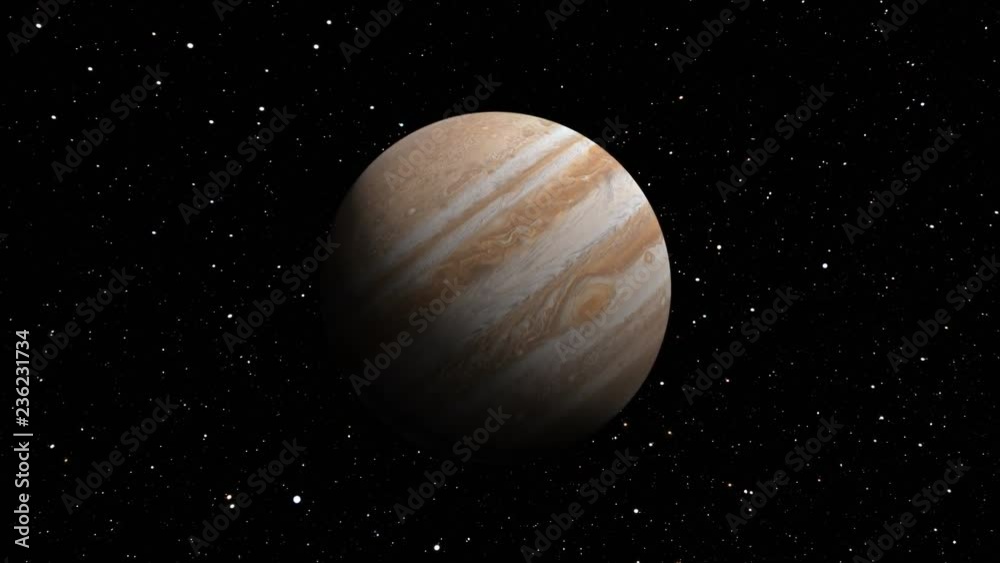 Flying around Planet Jupiter the largest planet in the Solar System ...