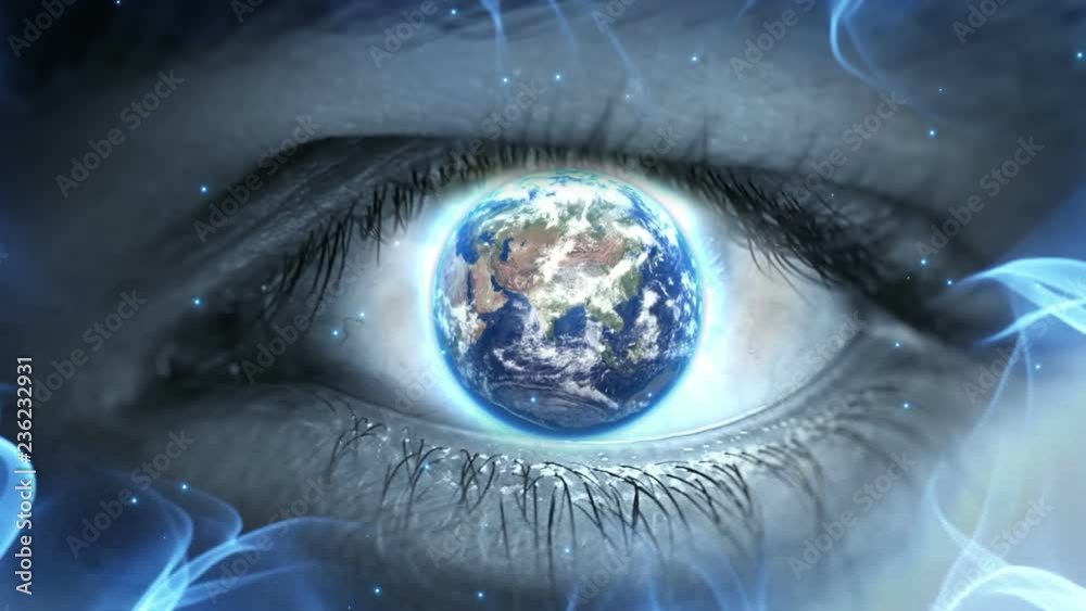 Planet Earth projected over an Eye Abstract Concept Art Animated Motion ...