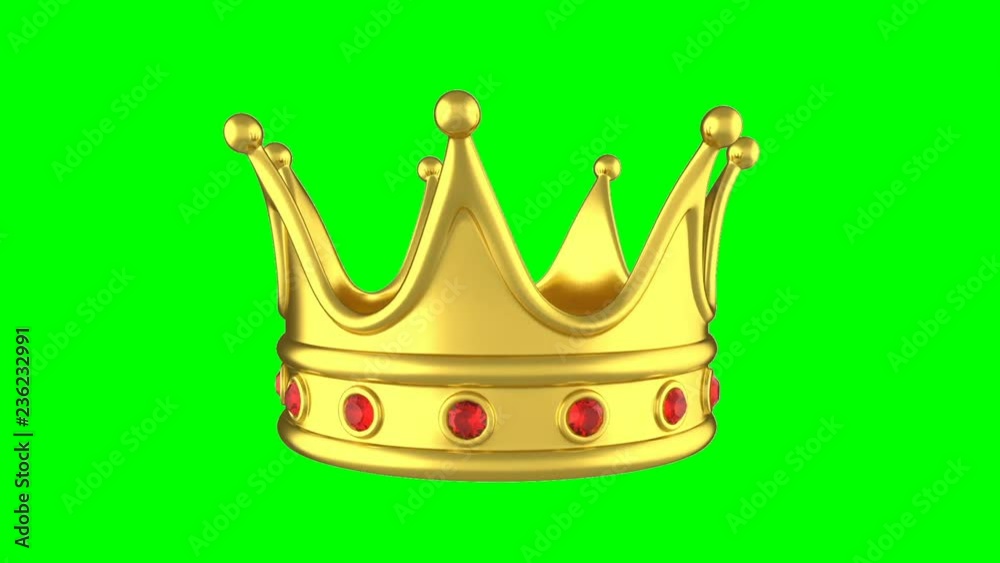 Looped animation rotating golden crown on green background. Stock Video ...