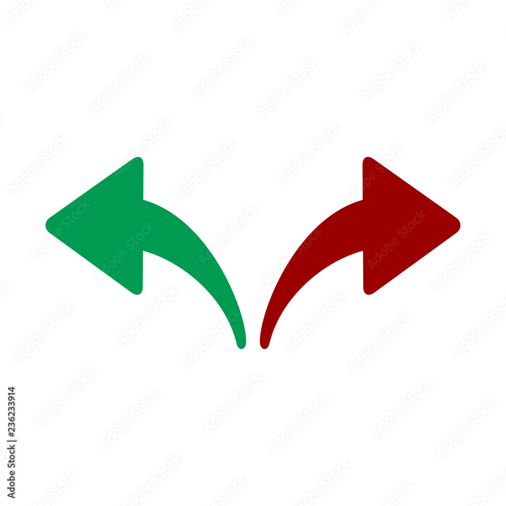 Red, Green Left and Right Arrows. Opposite Directions, Divergence ...
