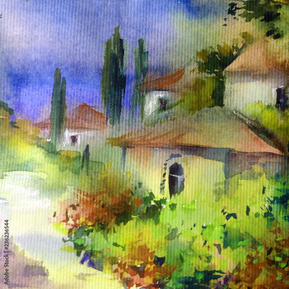 Watercolor colorful bright textured abstract background handmade ...