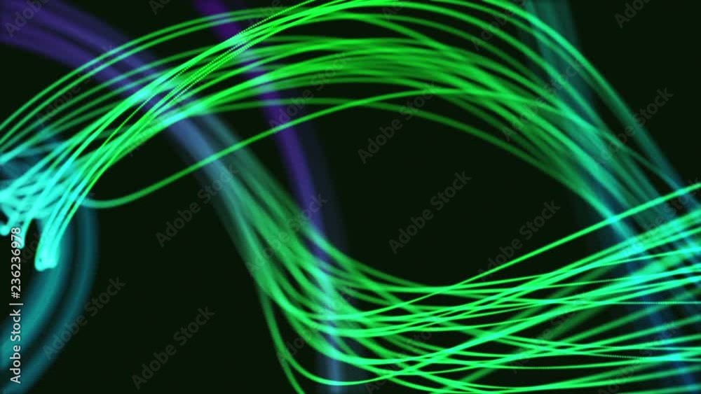 Randomly spread colorful curved lines moving in 3D space Seamless ...