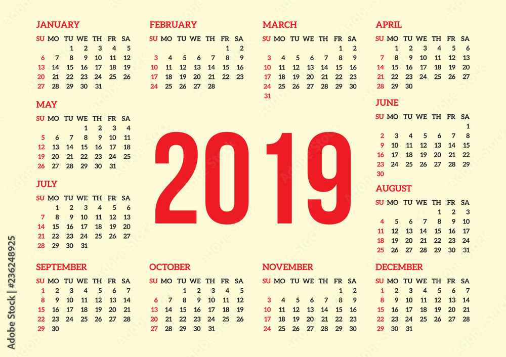 Calendar grid for the back side of a business card. Vector illustration ...