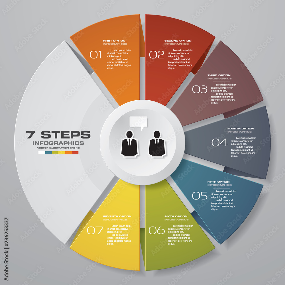 7 steps cycle chart infographics elements. EPS 10. Stock Vector | Adobe ...