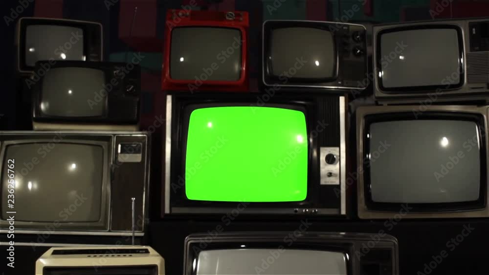 1980s TV With Green Screen. You can replace green screen with the ...