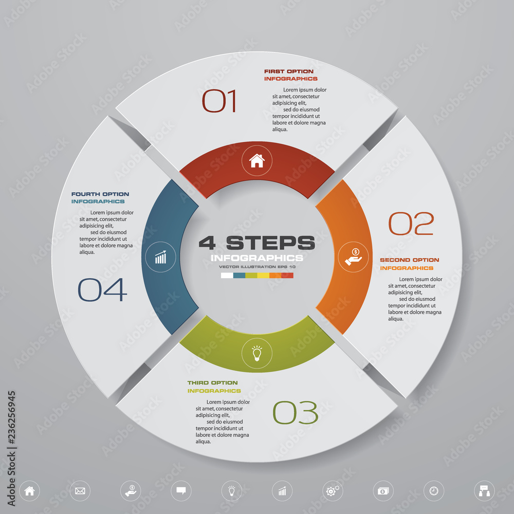 4 steps cycle chart infographics elements. EPS 10. Stock Vector | Adobe ...