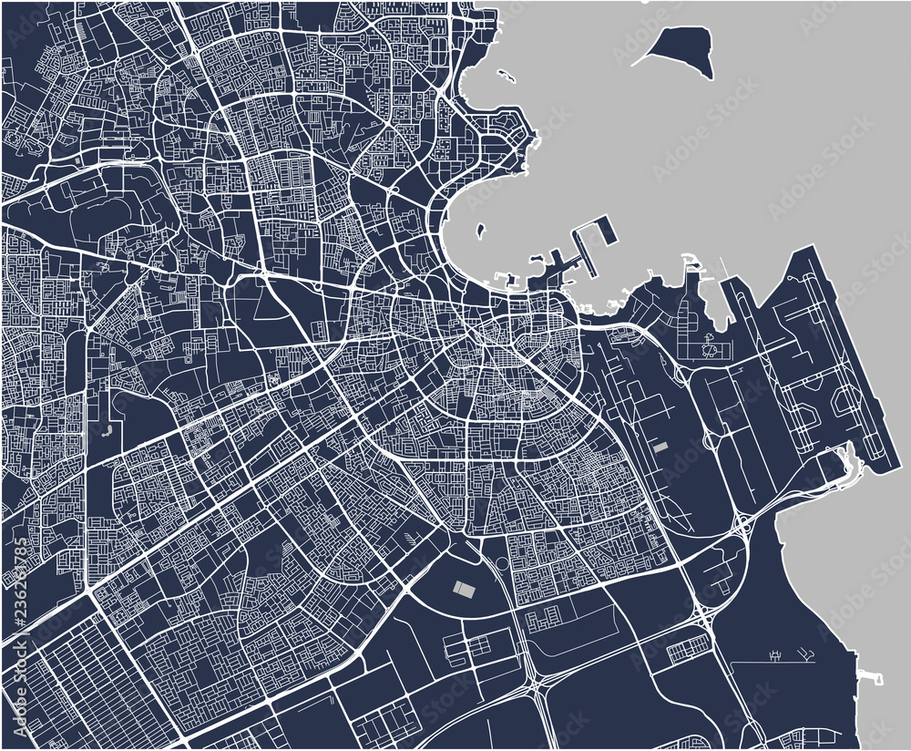 map of the city of Doha, Qatar Stock Vector | Adobe Stock