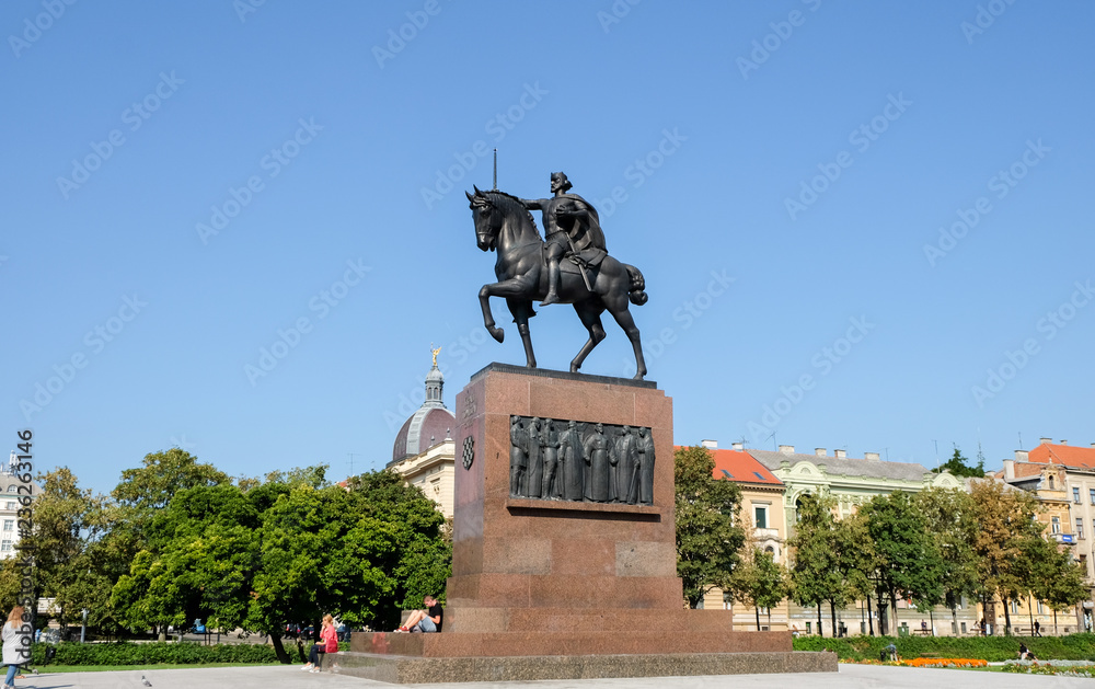 The monument of Kralj Tomislav - First King of Croatia Stock Photo ...