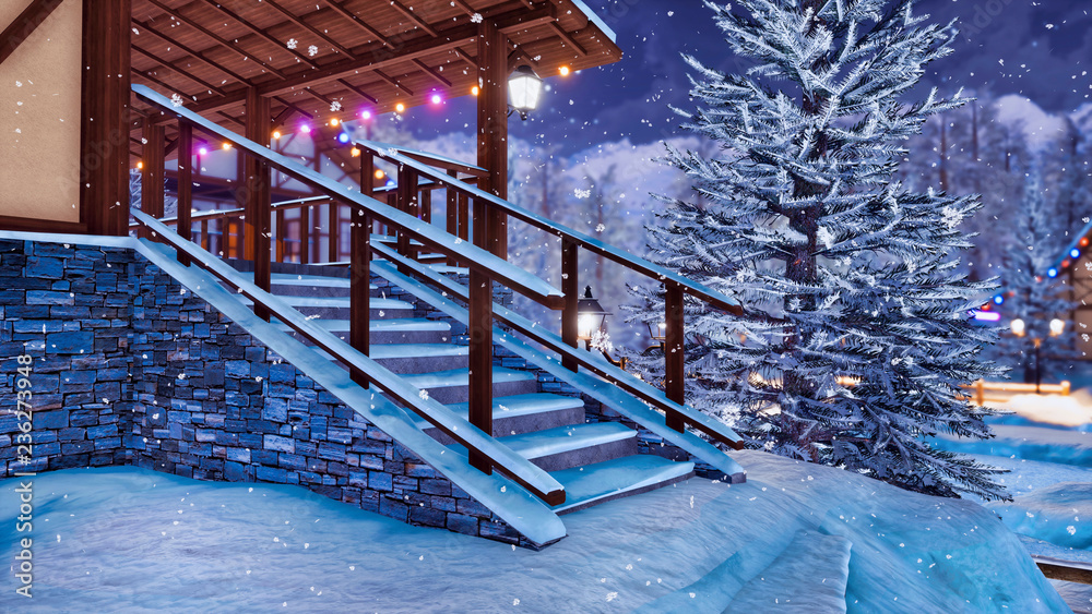 Snow Covered Mountains Christmas