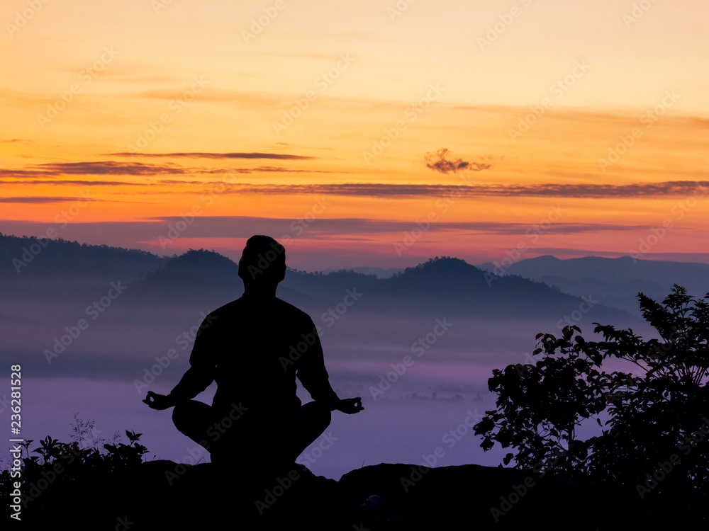 Yoga Man Sunset