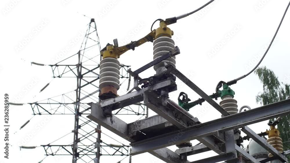 Electrical substation equipment: electricity transmission line ...