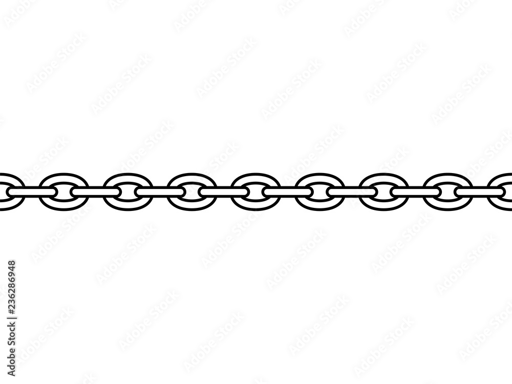 Black isolated outline chain on white background. Seamless pattern of ...