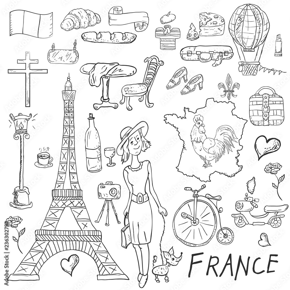 Vetor de contour illustration, coloring, travel to the country of ...