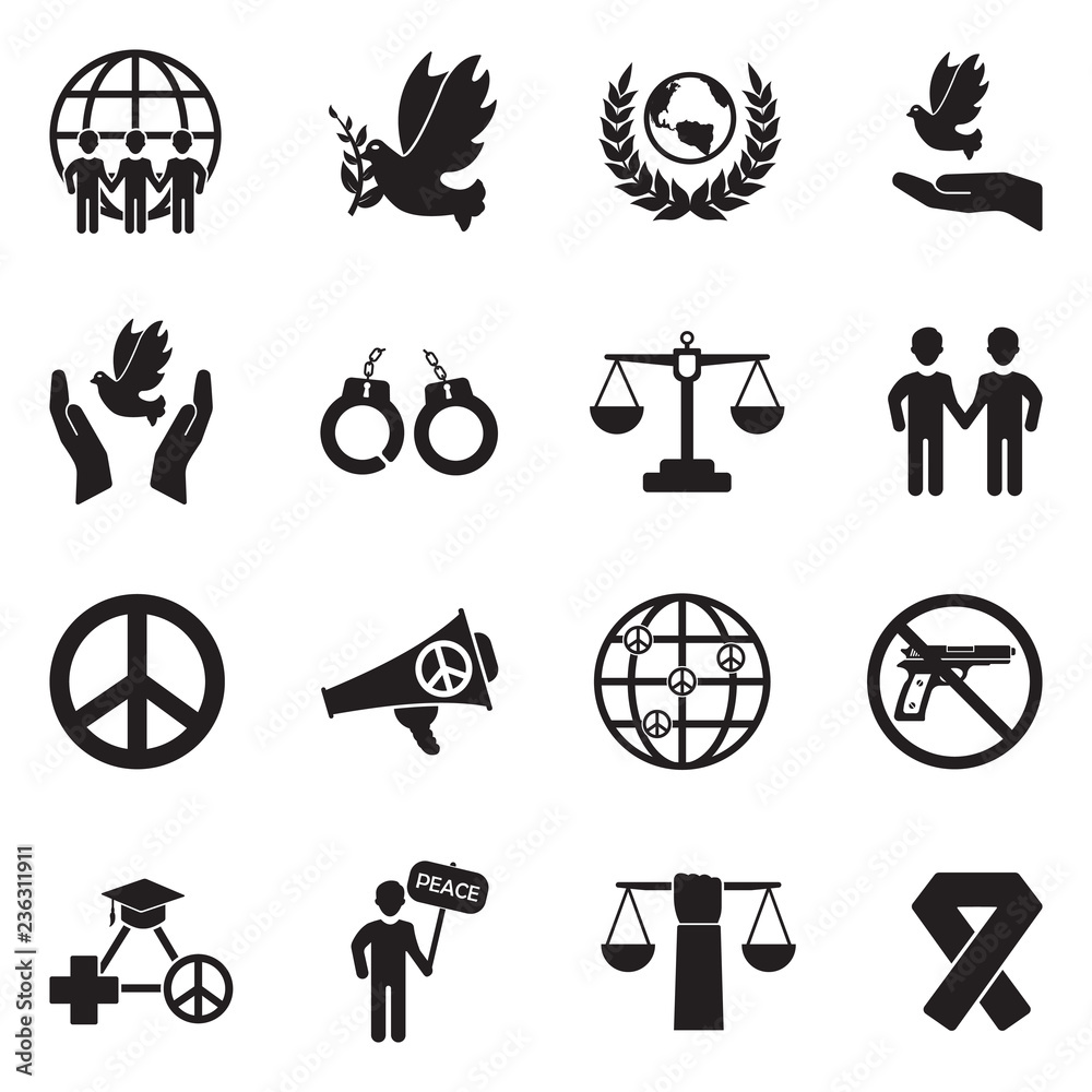 Human Rights Icons. Black Flat Design. Vector Illustration. Stock ...