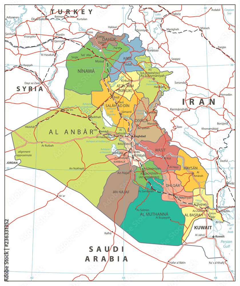 Iraq Political Map Isolated on White Stock Vector | Adobe Stock