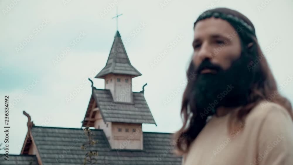 An ancient Slavic pagan city built of wood, excellent scenery for a ...