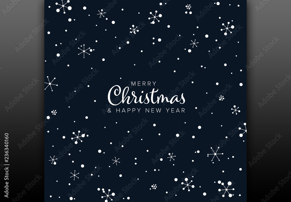 Christmas Card Layout with Snowflakes Stock Template | Adobe Stock