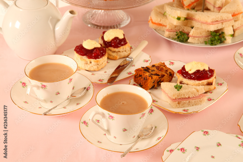 BRITISH AFTERNOON TEA WITH SCONES Stock Photo | Adobe Stock