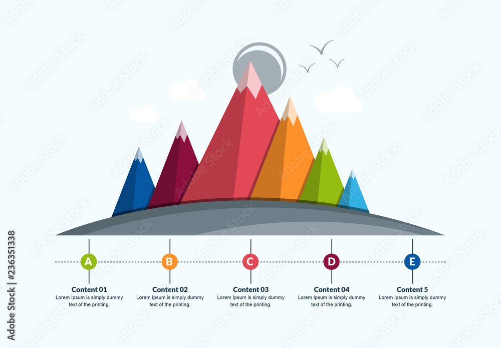 3D Mountain Range Infographic Layout Stock Template | Adobe Stock