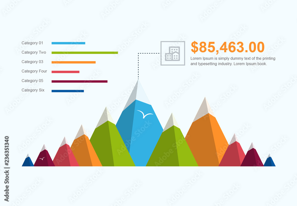 3D Mountain Range Infographic Layout Stock Template | Adobe Stock