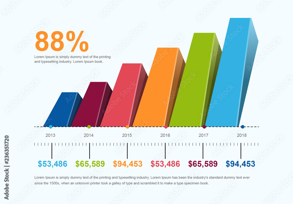 3D Bar Graph Infographic Layout Stock Template | Adobe Stock