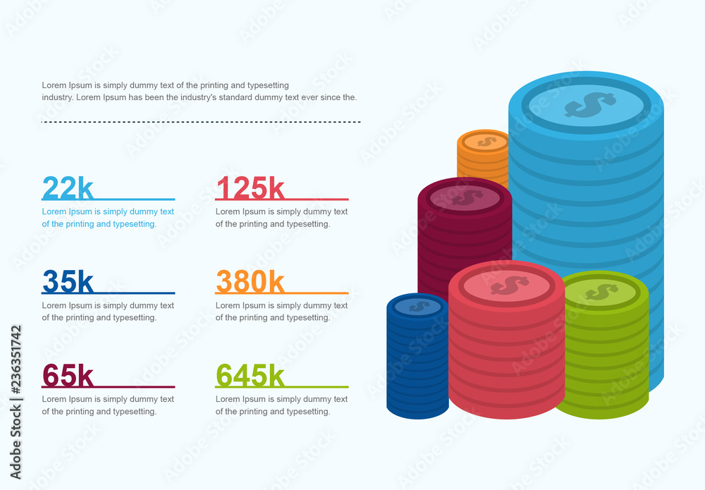 3D Coin Infographic Layout Stock Template | Adobe Stock