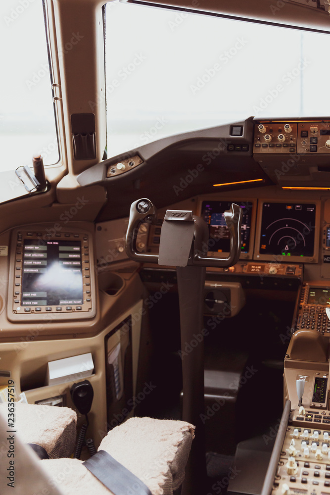 IstInside of a cockpit. View of an aircraft cockpit. Interior of a ...